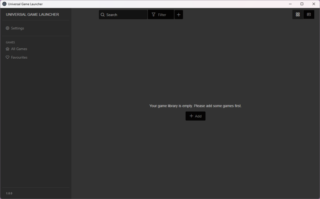 The First Start of the Launcher - Universal Game Launcher